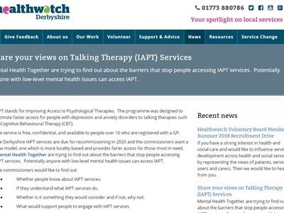 Share your views on Talking Therapy (IAPT) Services :: Derbyshire ...